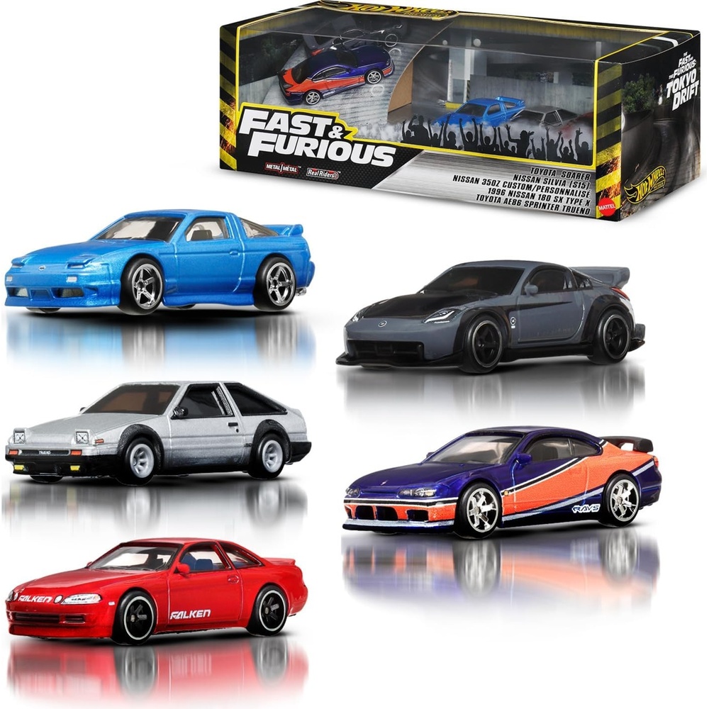 Hot Wheels Toy Cars, Premium Fast & Furious Tokyo Drift Bundle, 5 1:64 ...